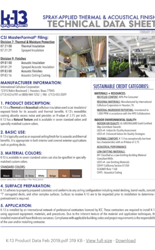 K13 Product Data Sheet