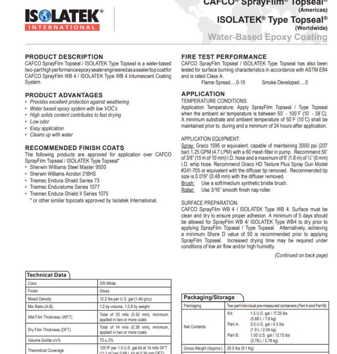 CAFCO Spray Film Topseal